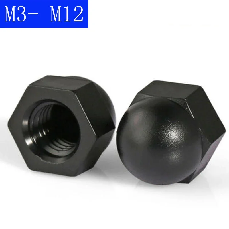 DIN1587 Hexagon Domed Cap Nuts - Black Nylon Decorative