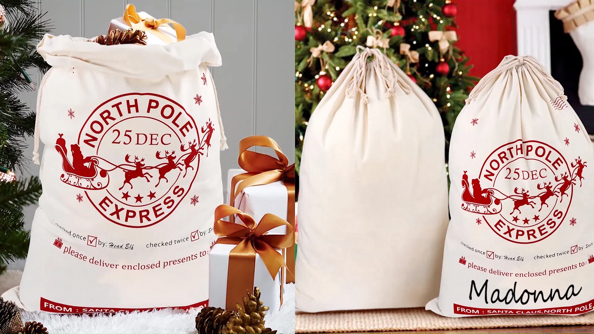 Ourwarm Xmas Presents Storage Hessian Burlap Christmas Santa Sacks Bags ...