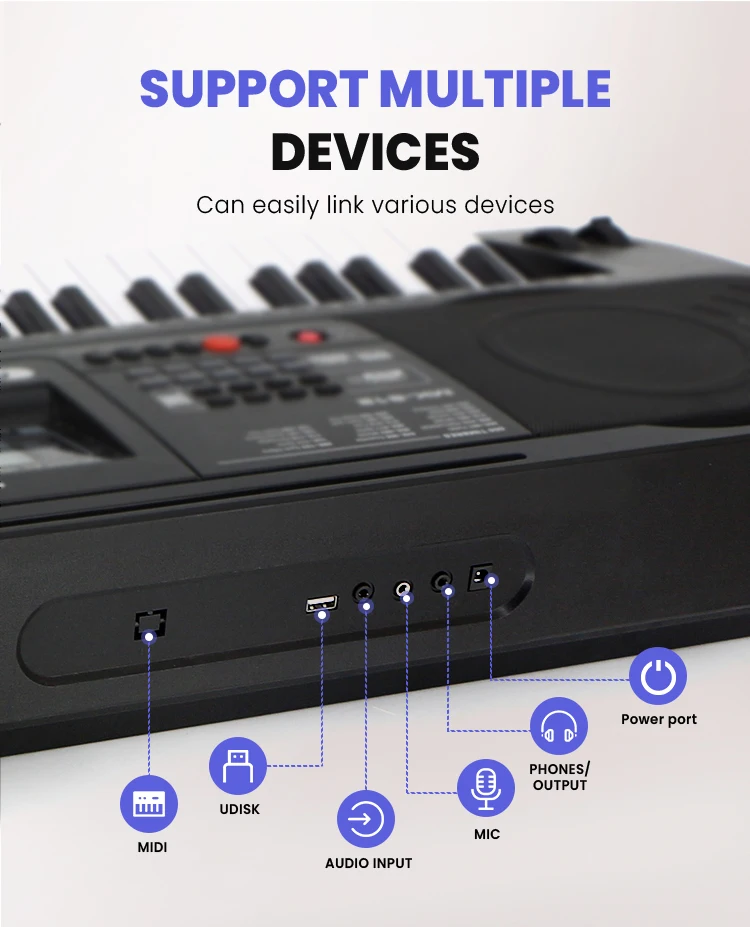 MK-812 Electronic Keyboard - 61 Keys, 128 Tones, LED Display