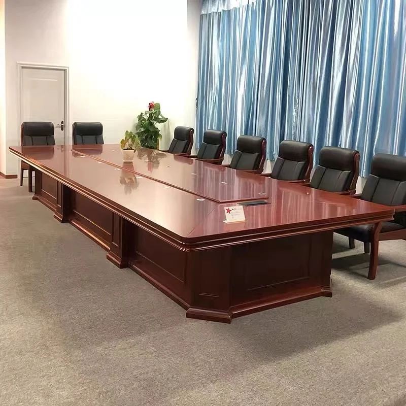 National Large Conference Table Solid Wood Long Table Red Wood ...