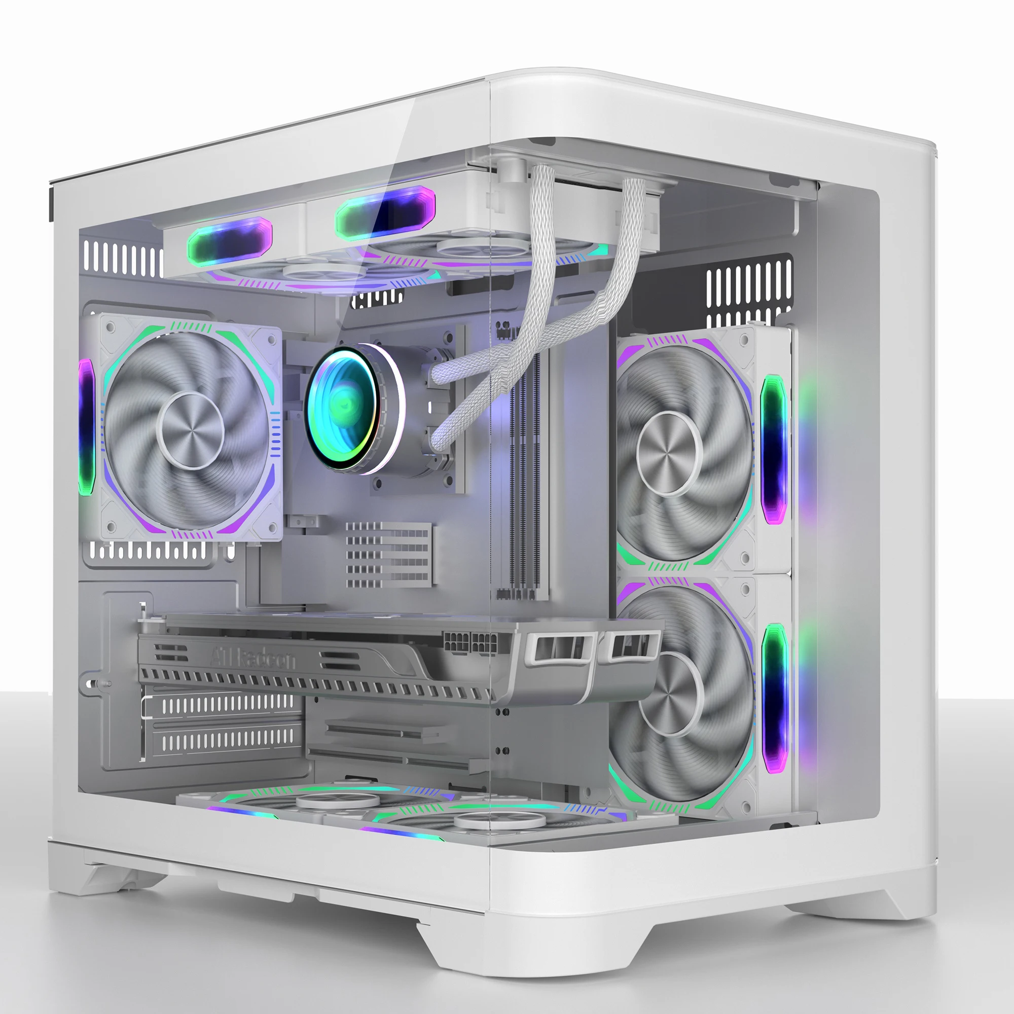 Factory New Design White Matx Gaming Pc Case Desktop Chassis Curved ...