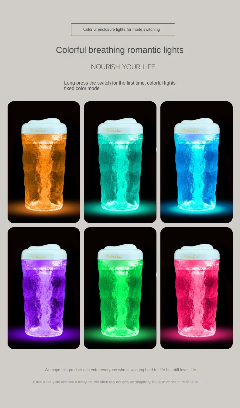 Intelligent Ice Core Humidifier One-button Switch Led 6-color Light ...