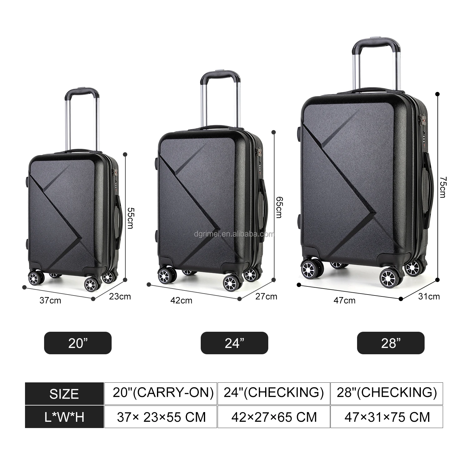 ABS 360 Degree Hard Side Travel Style Suitcases Trolley Luggage Bag Set