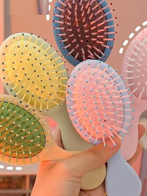 Custom Logo Pastel Colors Mini Small Round Plastic Detangle Hair Brush ...