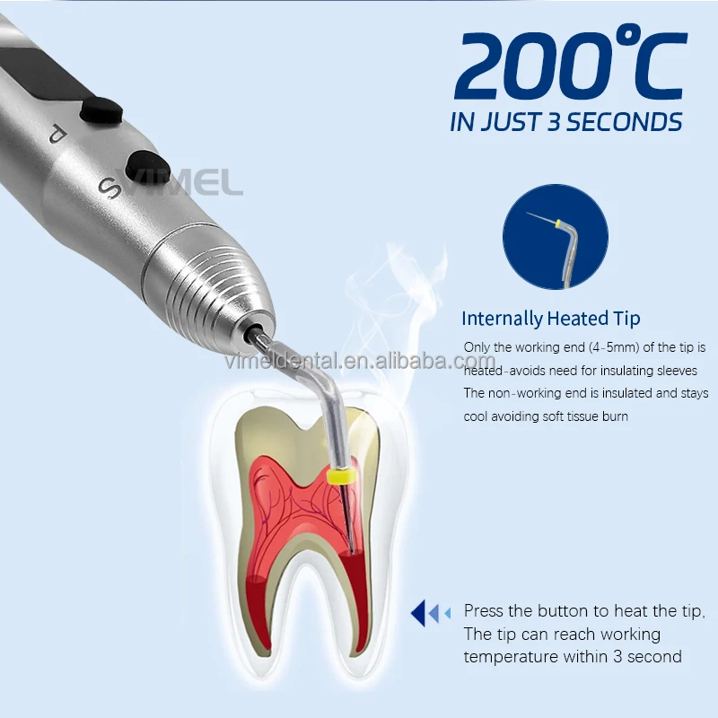 Dental Cordless Gutta Percha Cutter Endo Obturation Pen with Tips Large ...