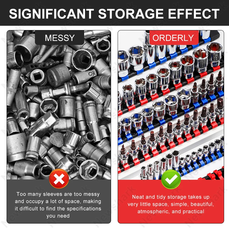 Heavy Duty Socket Racks Socket Organizer 6pcs 1/4 3/8 1/2inch Drive ...