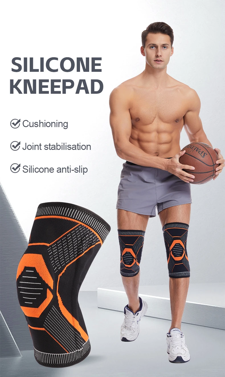 2200#Elastic Basketball Fitness Knee Support Sleeve Compression Knee ...