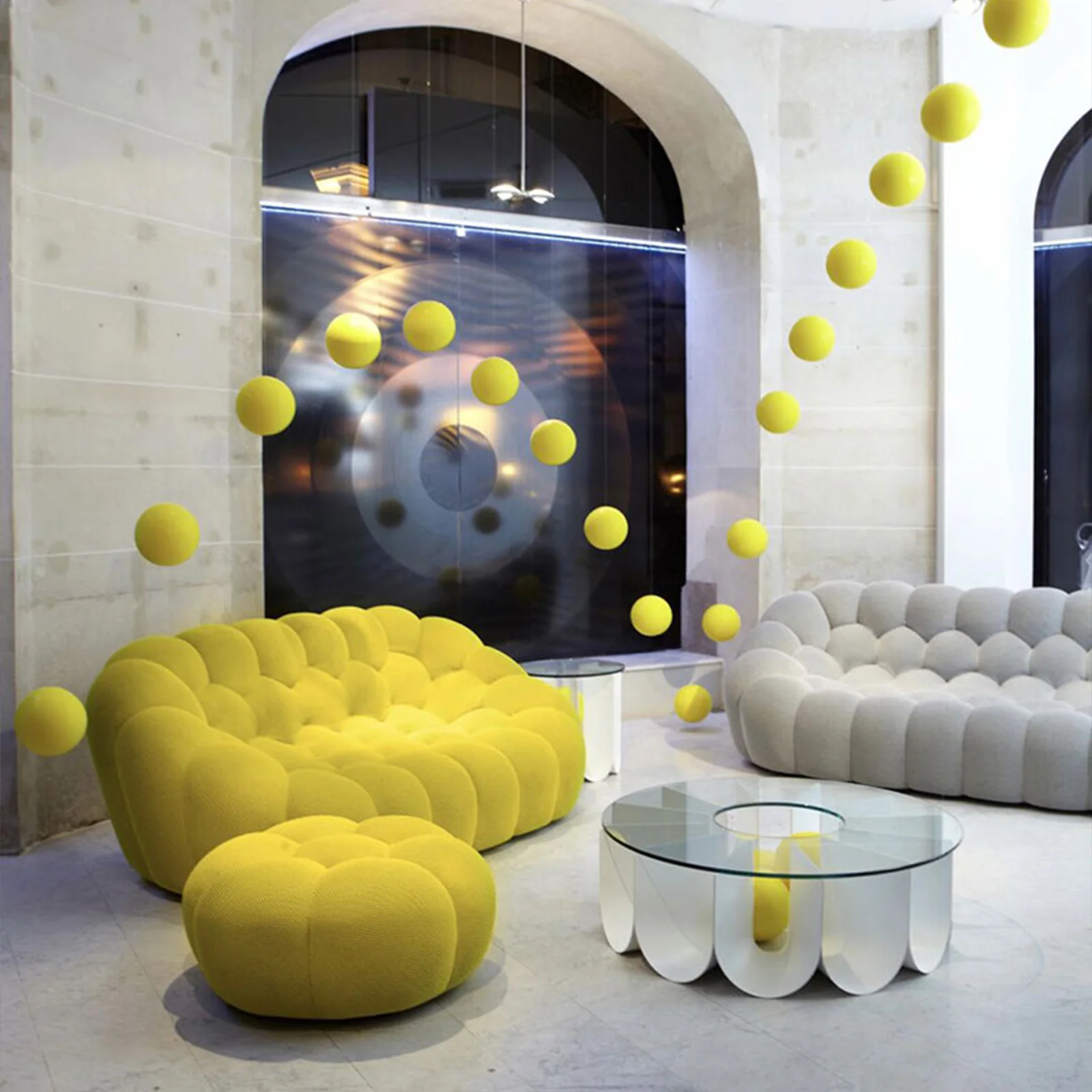 Modern Luxury Curved Honeycomb Colorful Bubble Sofa Set