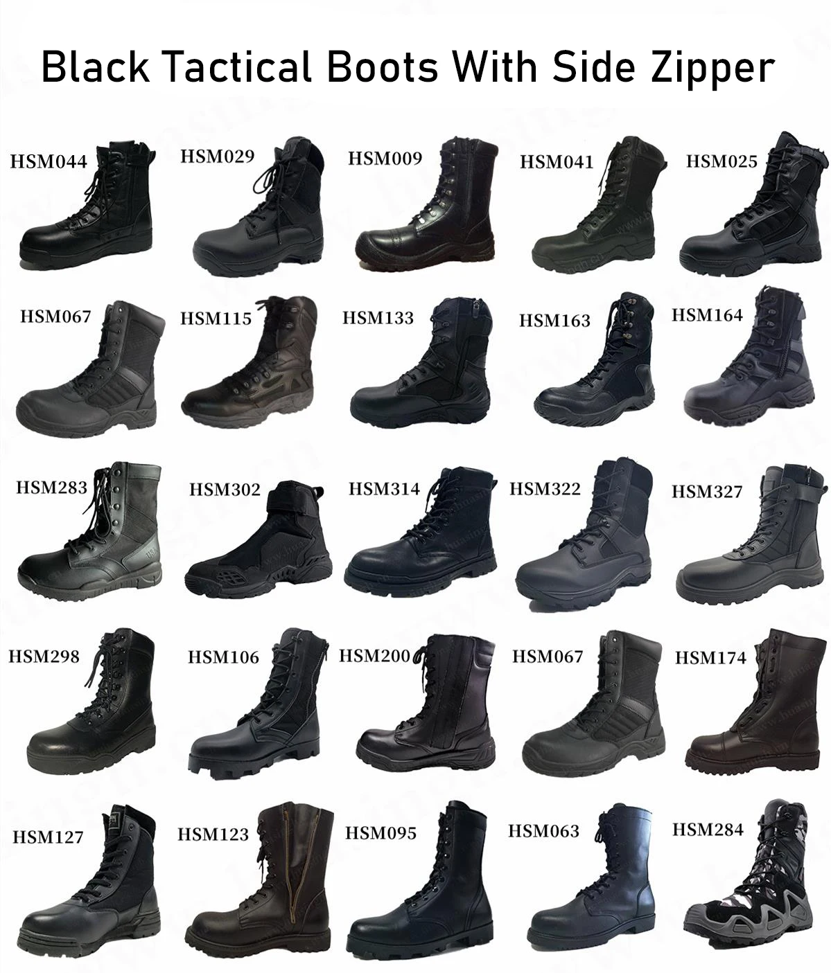 Qmz,Side Zipper Design Black Combat Boots With Magic Tape Cushioning ...