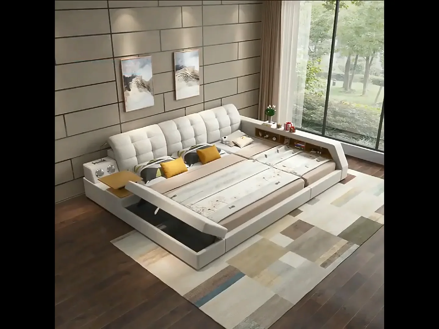 Tech Smart Bed With Bluetooth Audio And Lamp Genuine Leather Parent ...