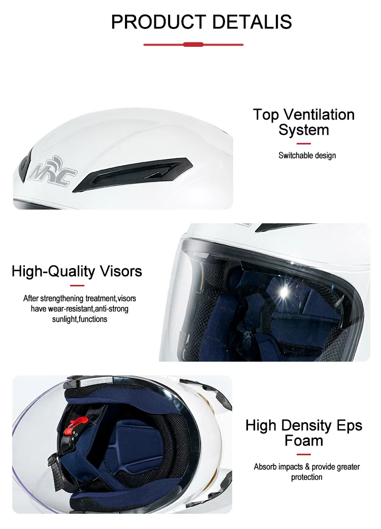 Ece R22.05 Double Visor Adult Four Season Open Face 3/4 Motorcycle ...
