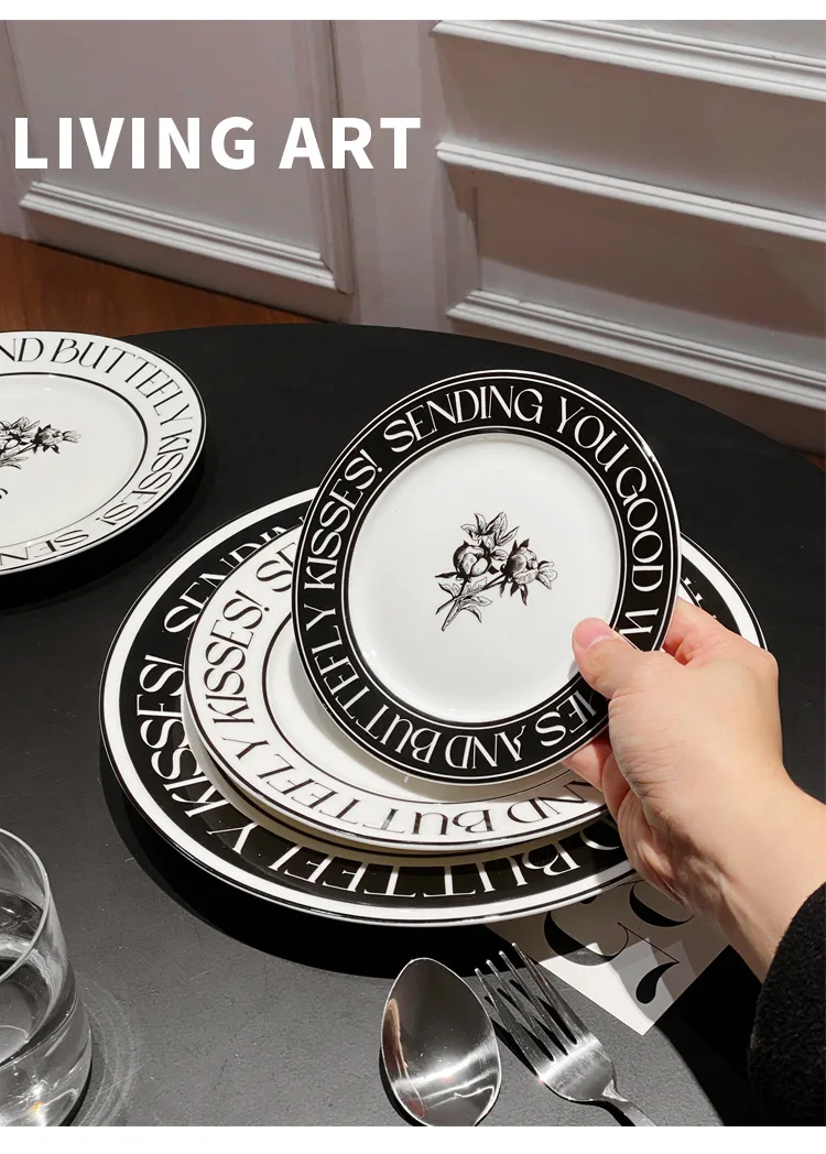 Italian Style Modern High-Value Ceramic Tableware Set Light Luxury Flat ...