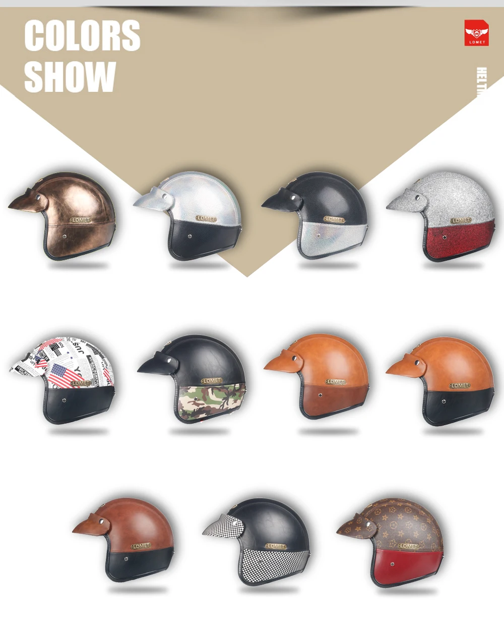 Motorcycle Helmet Glass Fiber 3/4 Open face Helmets Ece Approved ...