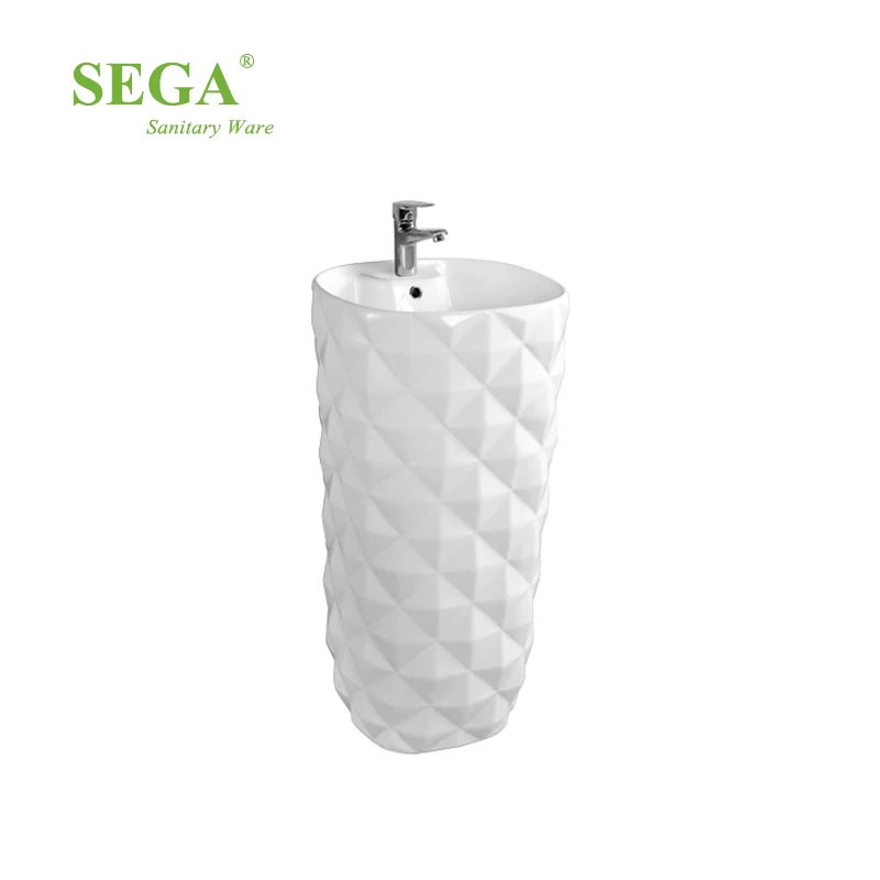 OEM SASO Ceramic Rectangular Pedestal Wash Basin - White