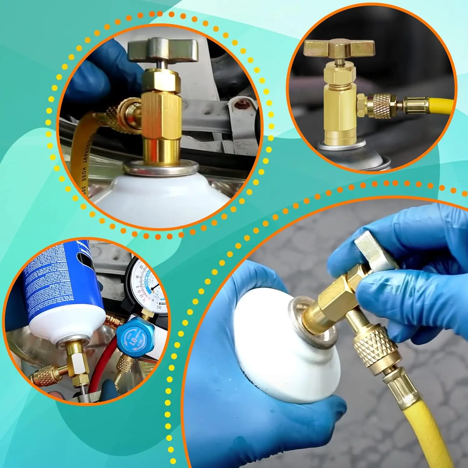 R134A Can Tap, R134A Self-Sealing and Puncture Style Refrigerant Can ...