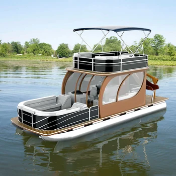 Discount 25~30ft Luxury Double Decker Aluminum Fishing Pontoon Boats ...