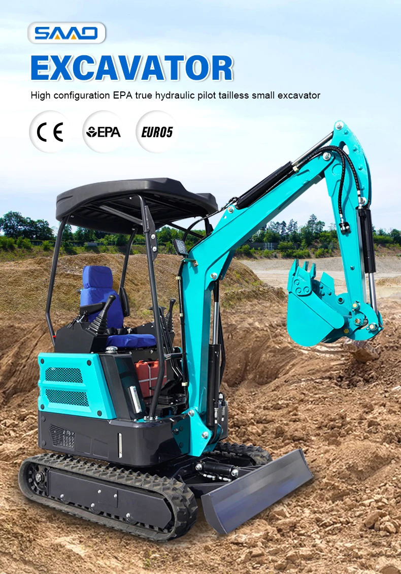 Mini Digger with Lawn Mower Soil Digger Machine 0.8 Ton