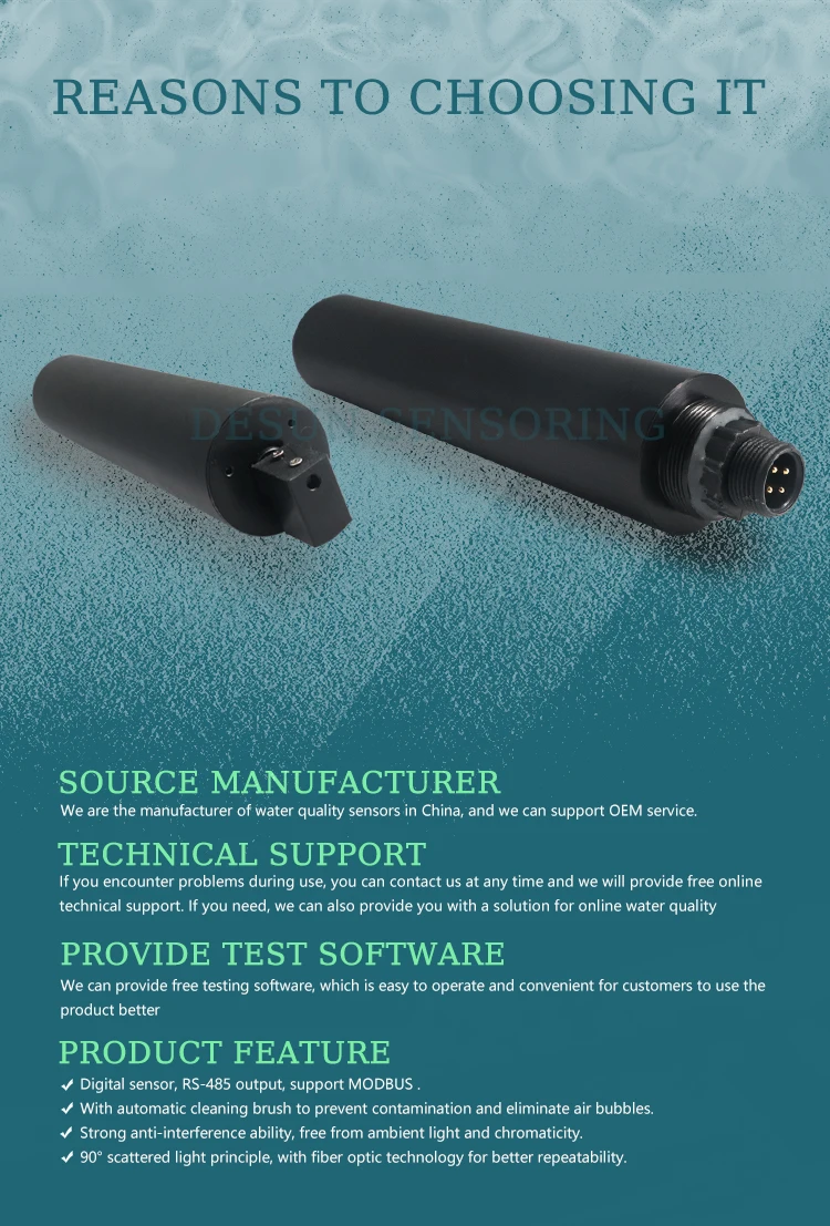 Rs485 Output Digital Inline Optical Turbidity Sensor For Water Quality ...