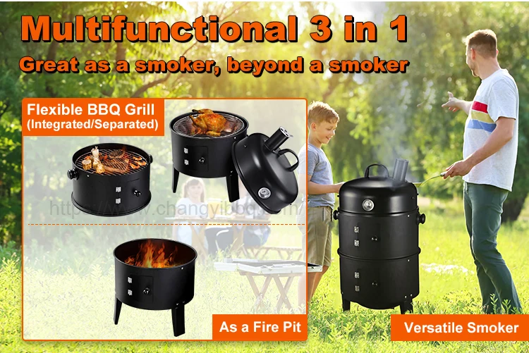 Outdoor Camping 3 In 1 Smokeless Charcoal Portable Bbq Grill 3 Layers ...