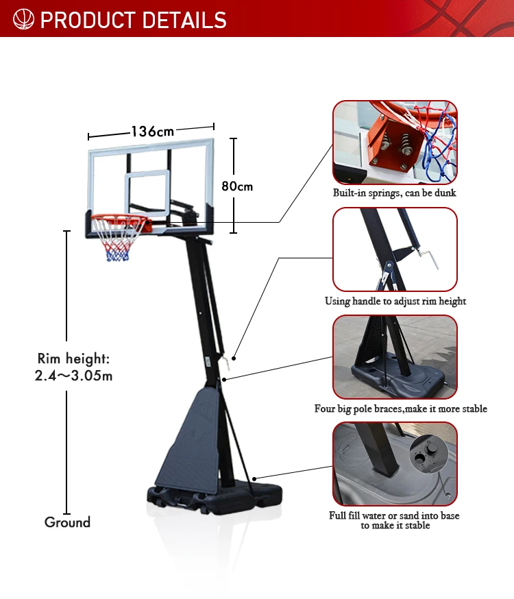 Wholesale Basketball Hoop Outdoor with Wheels & Backboard