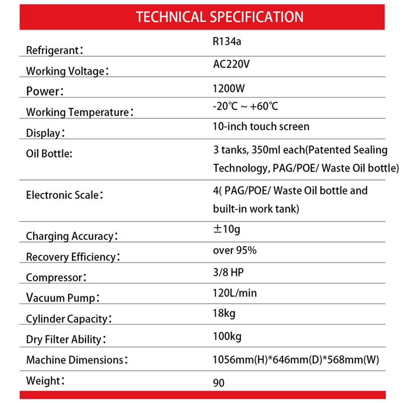 Car R134a AC Machine X568 - Full Auto Refrigerant Recovery