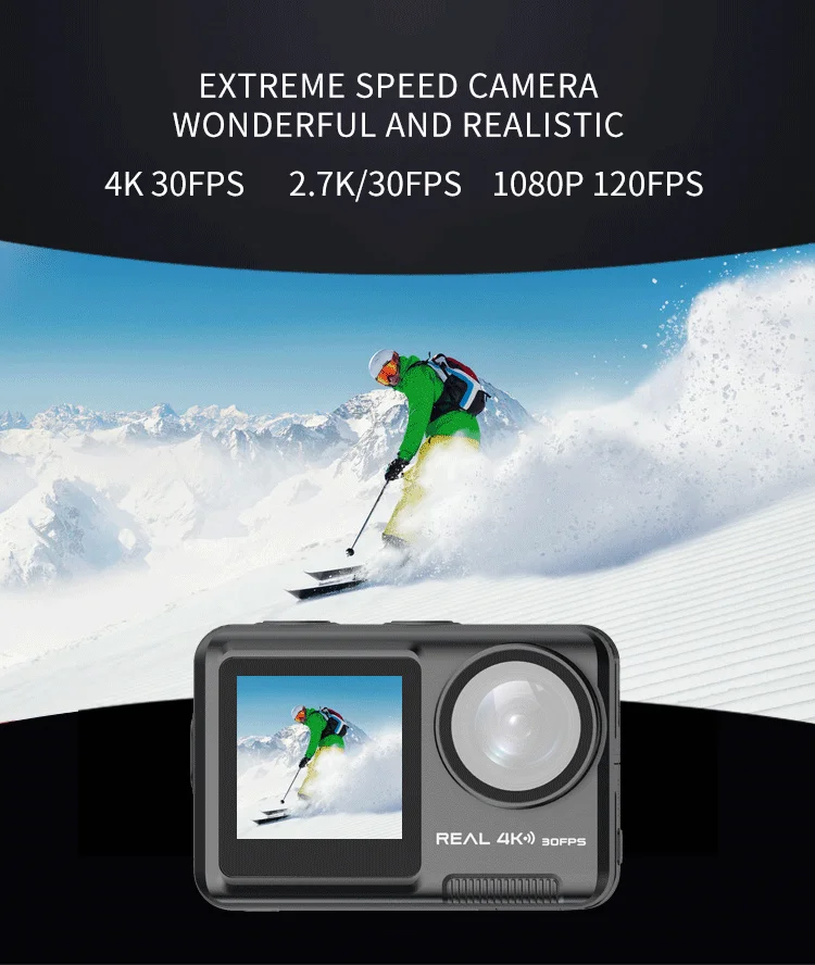Hdking Waterproof Small 4k 60fps 720p 240fps Wifi Dual Screen Mini ...
