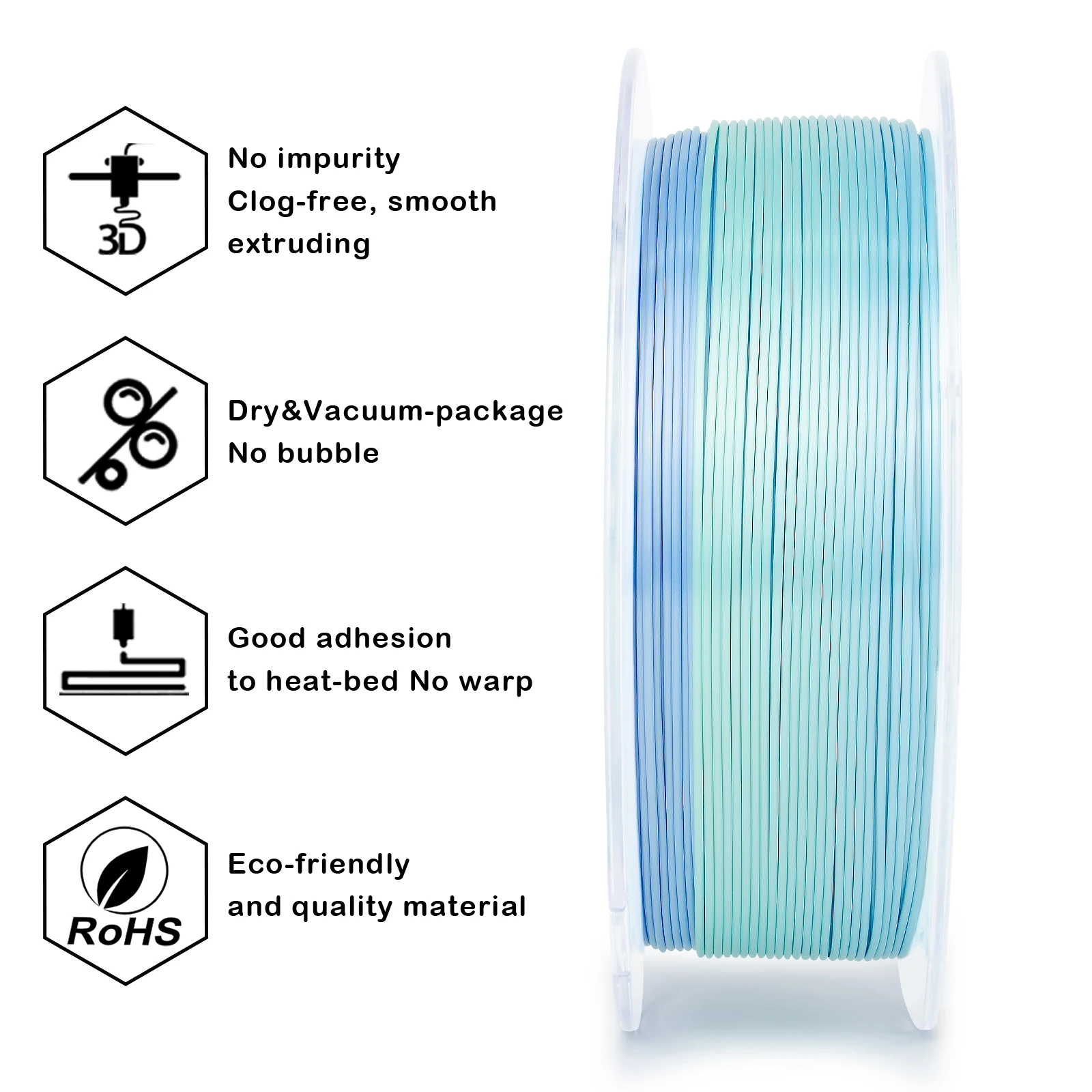 Gradient PLA Filament - Shiny, Multicolor 3D Printing Materials