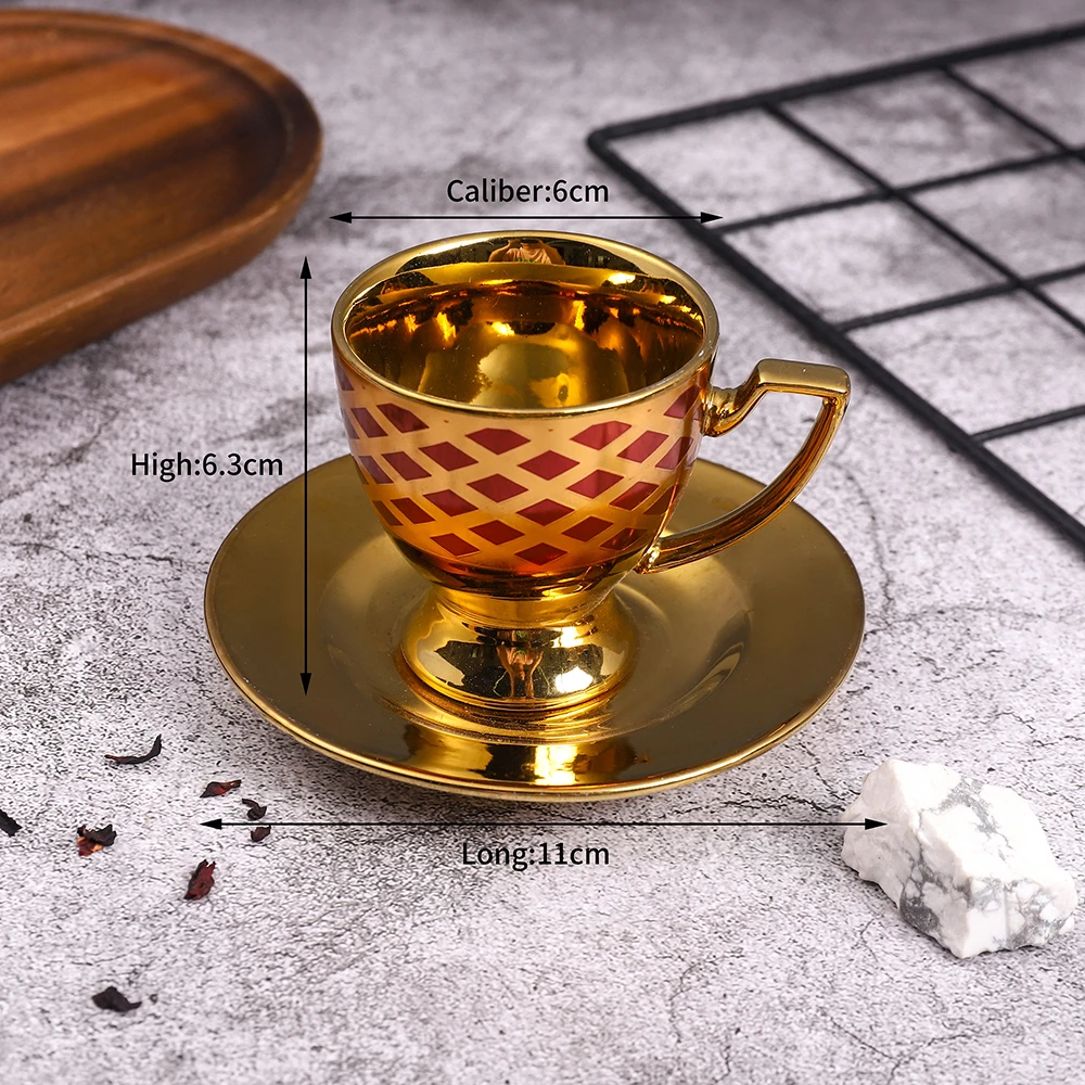Wholesale 90ml Ceramic Espresso Latte Coffee Cup with Gold Diamond ...