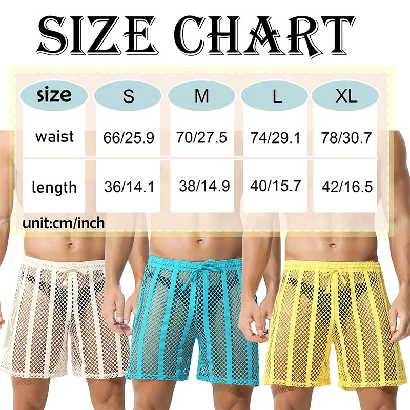 Mens Sleep Shorts - Transparent Fishnet Boxer Briefs