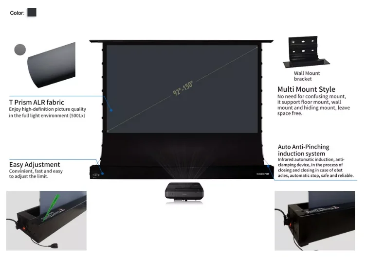 120 Inch Motorized Floor Rise ALR Projection Screen