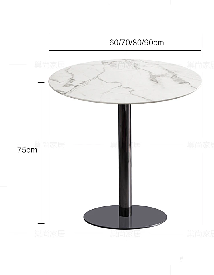 Nordic Design Marble Top Black Metal Leg Round Meeting Dining Tables ...
