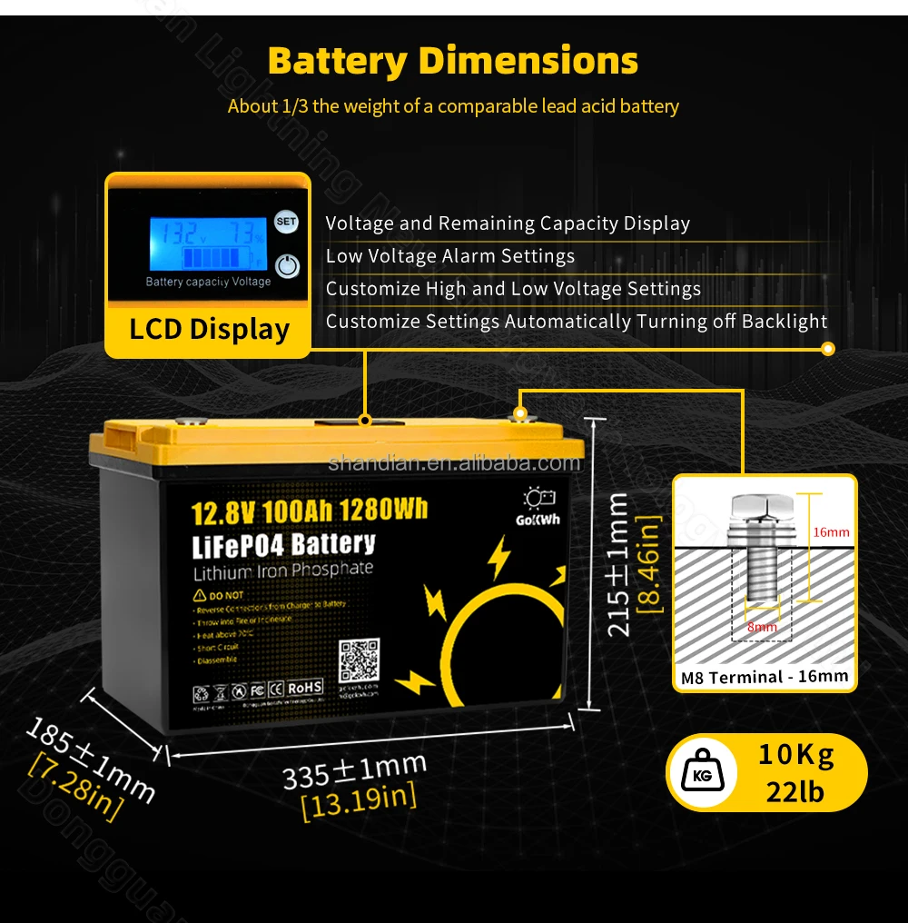 Gokwh Full Capacity Lifepo4 12 Volt Battery Pack Lithium For Solar Rv ...
