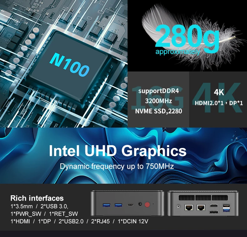 Windows11 Intel N100 Mini PC - Compact Gaming & Productivity