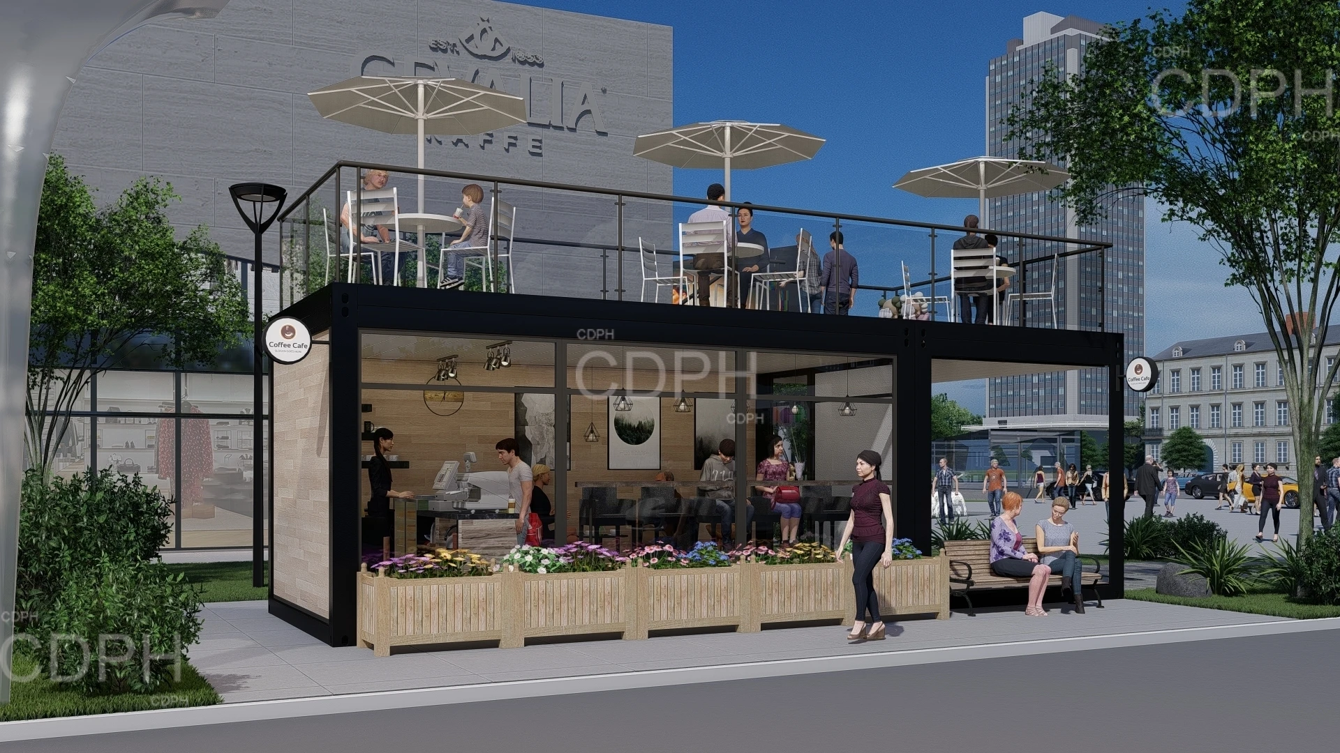 20ft 40ft Prefab Coffee Shop Bar Restaurant Luxury Flat Pack Container ...