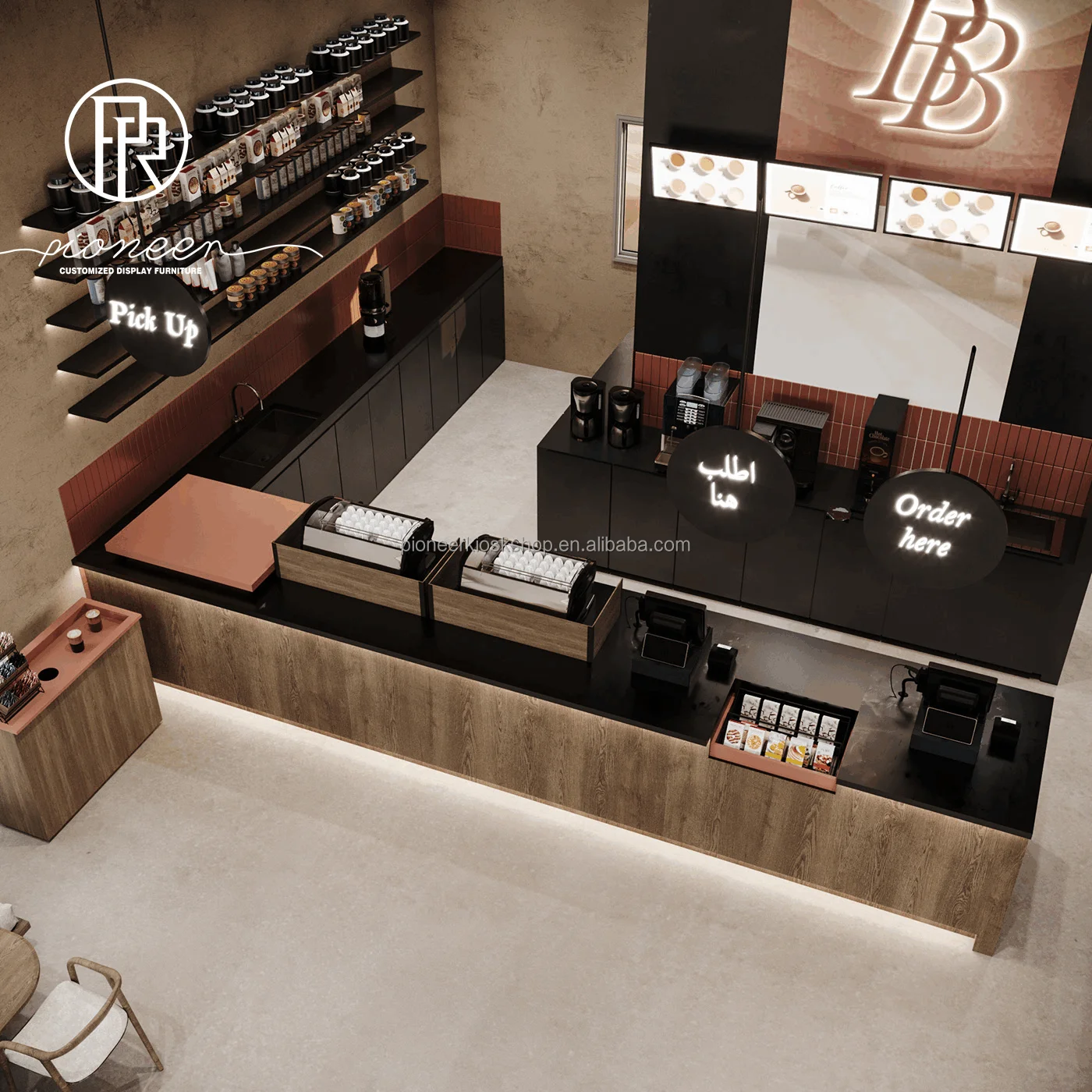 Wooden Coffee Shop Display Counters - Stylish & Durable