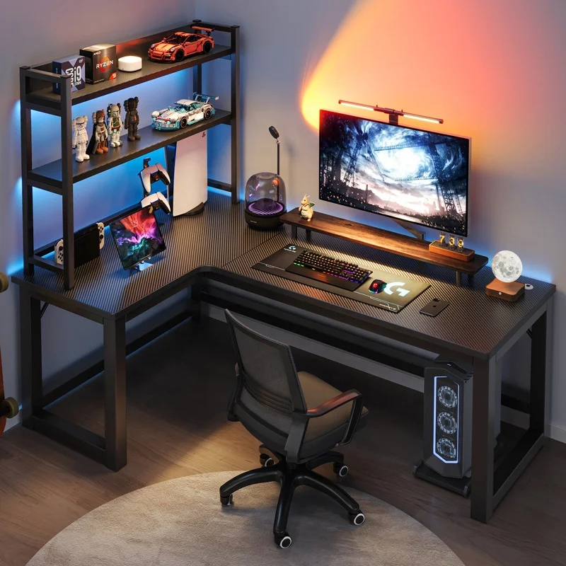 Gaming desk with bookshelf store