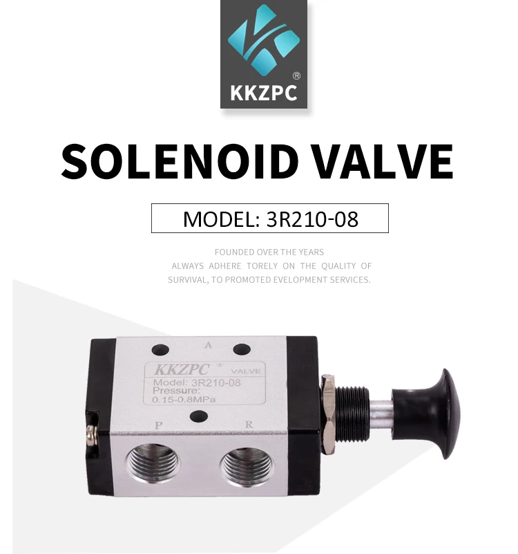 3R210-08 3 Way 2 Position Port 1/4" Push Solenoid Spring Return ...