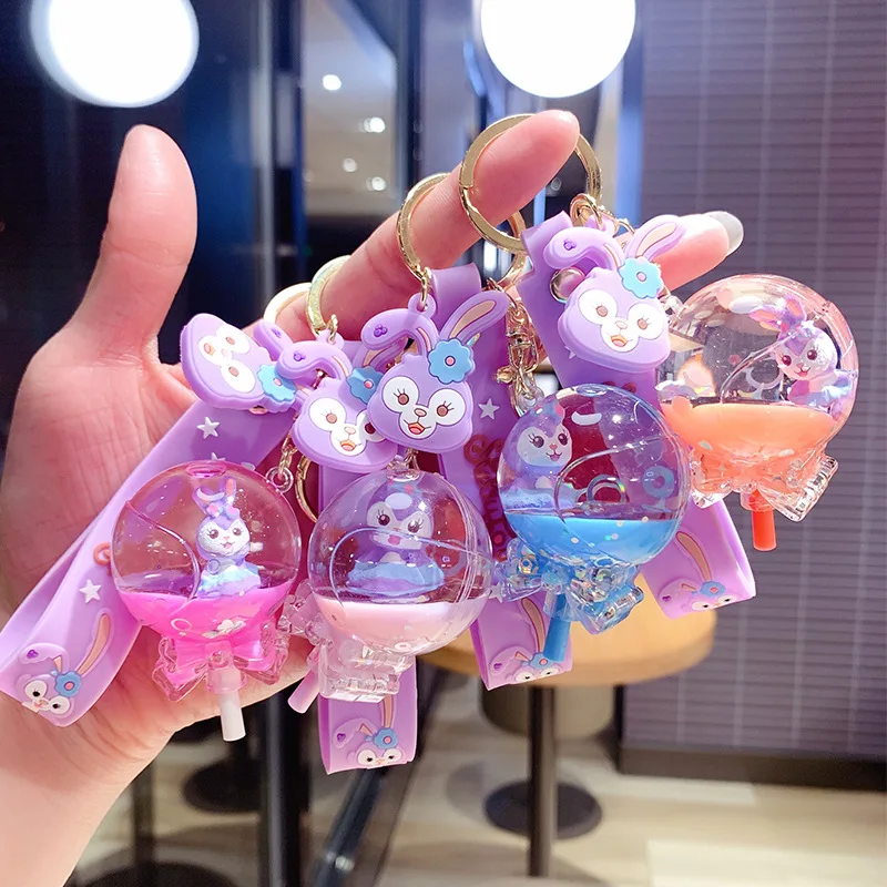 Creative Lollipop Key Chain Kawaii Floating Liquid Keychain Cartoon ...