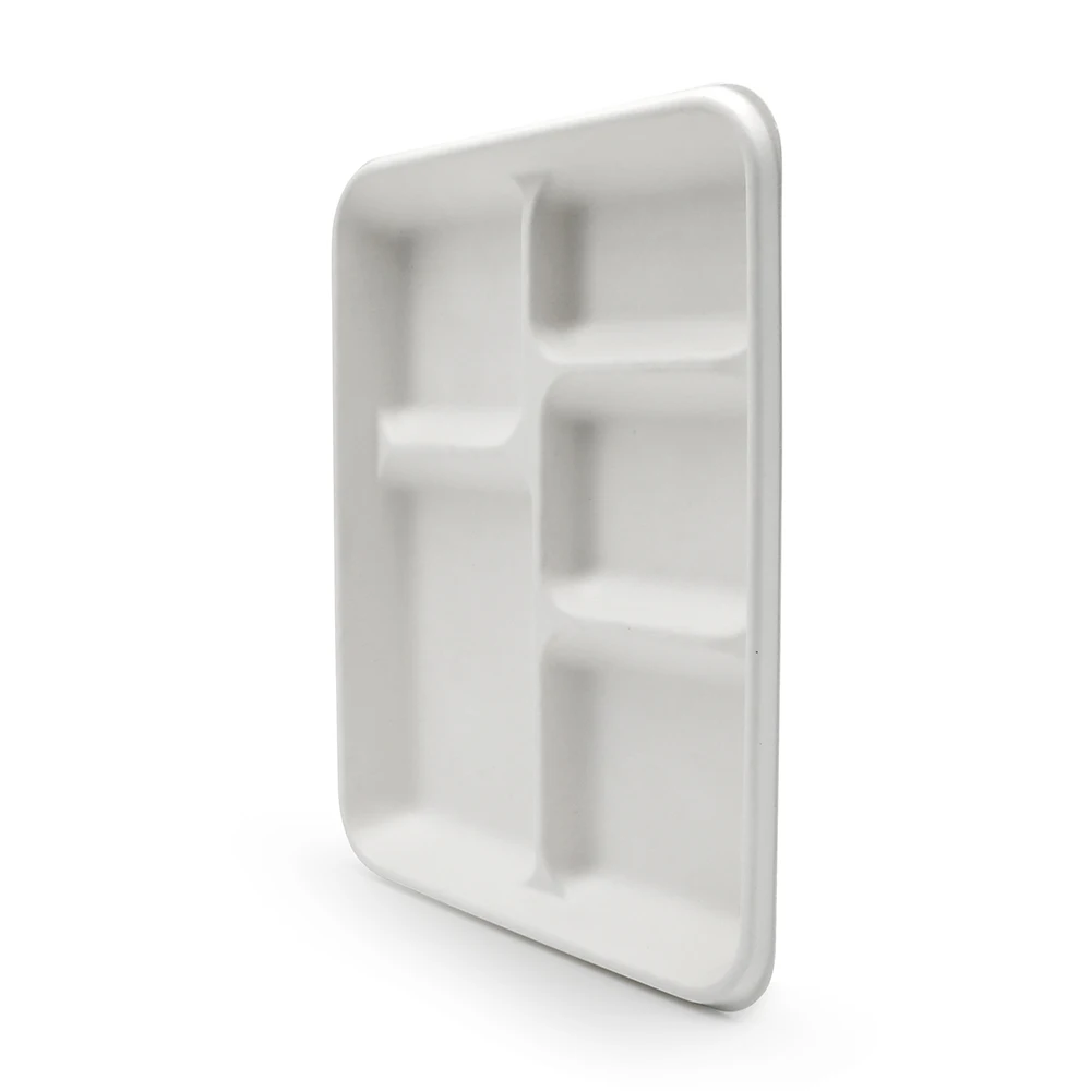 Pfas Free Sugarcane Bagasse Disposable Bio-degradable 6 Compartments ...