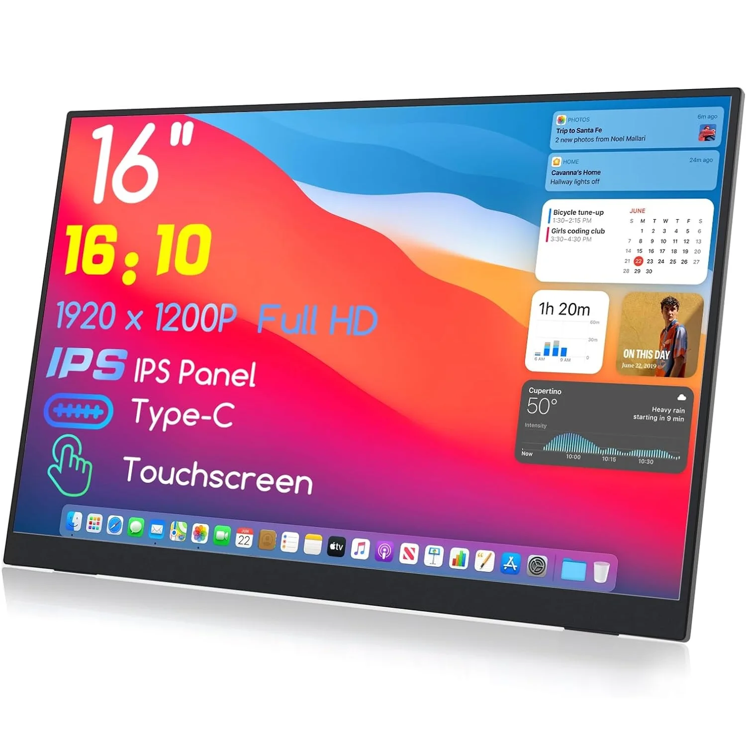 16inch Portable Monitor Touchscreen For Smartphone To Pc,Fhd Panel,Usb ...