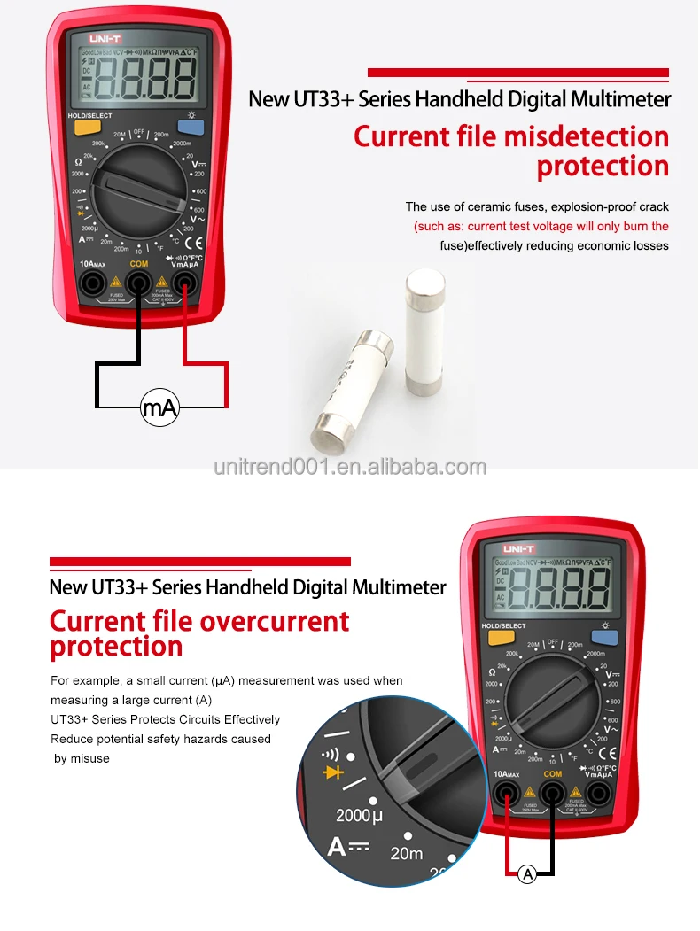 UNI-T UT33+ Series Digital Multimeters - Compact & Versatile