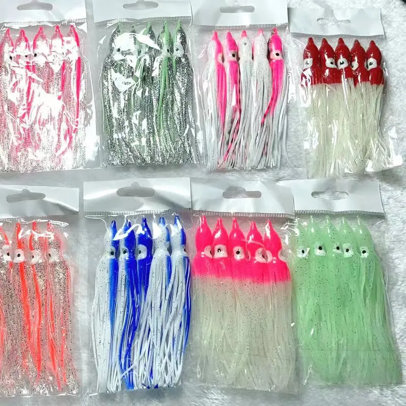 Trolling Lure Soft Plastic Using Octopus Skirts Glow Luminous Squids Skirts Fishing Lure Squid ...