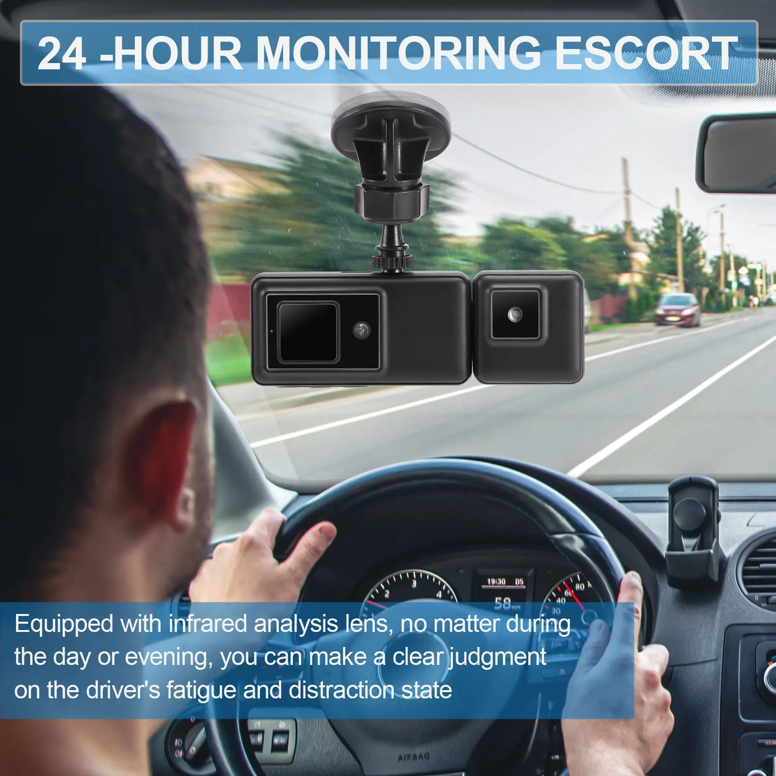 AI Face Recognition Driver Fatigue Monitor - Safety Alert