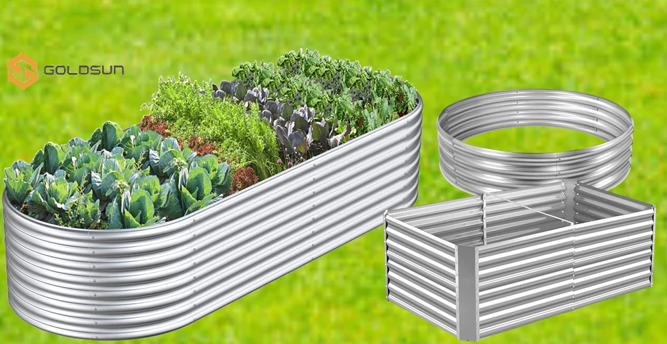Gold Sun Galvanized Raised Garden Beds for Vegetable Planting