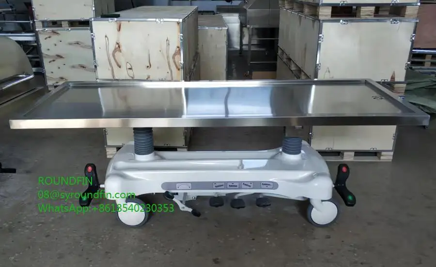 Morgue Hydraulic Trolley for Cadaver Transfer, Stainless Steel ...