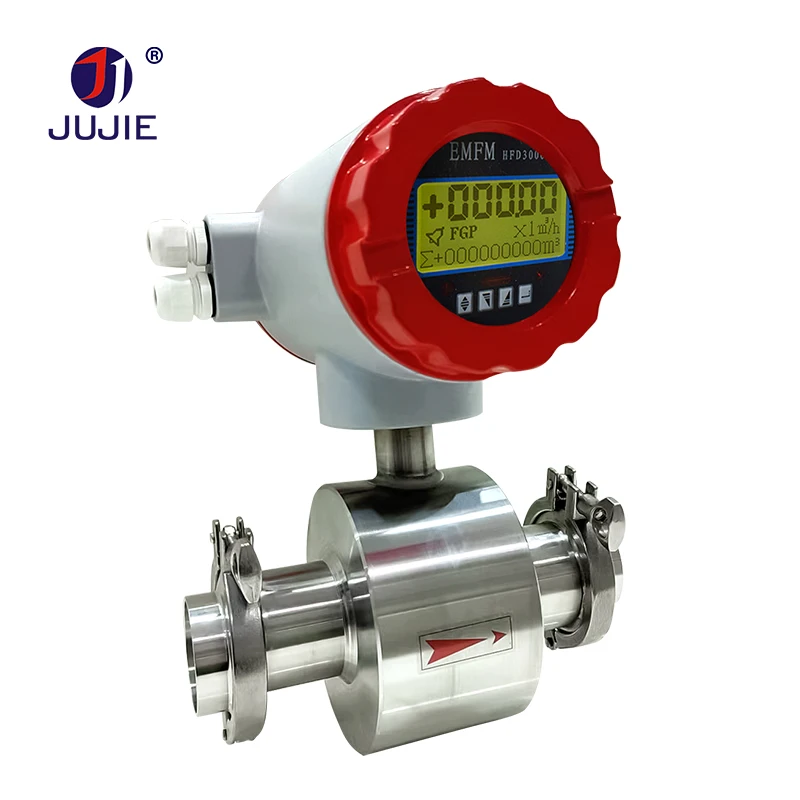 Electromagnetic Flowmeter 4-20mA RS485 Digital LCD Screen Pulse Liquid Flow Meter Clamp SS304 ...