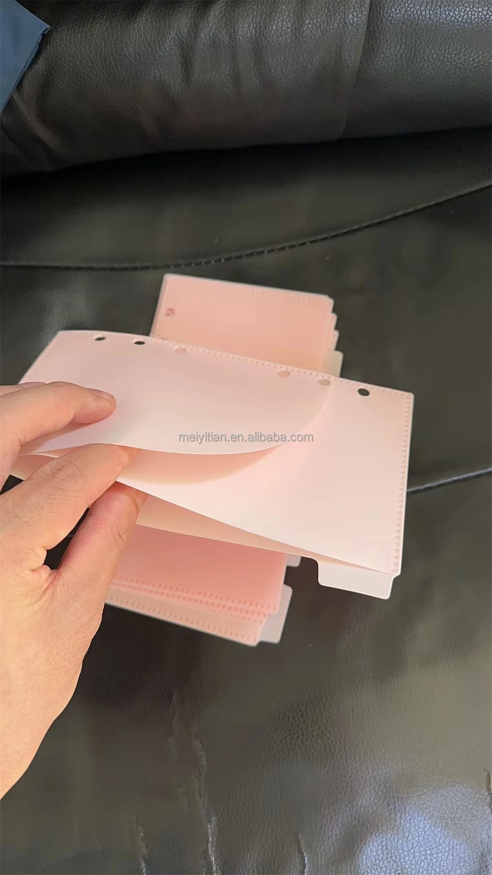 A6 Pink Frosted PP Cash Envelopes with 6 Tabs & 2 Pockets