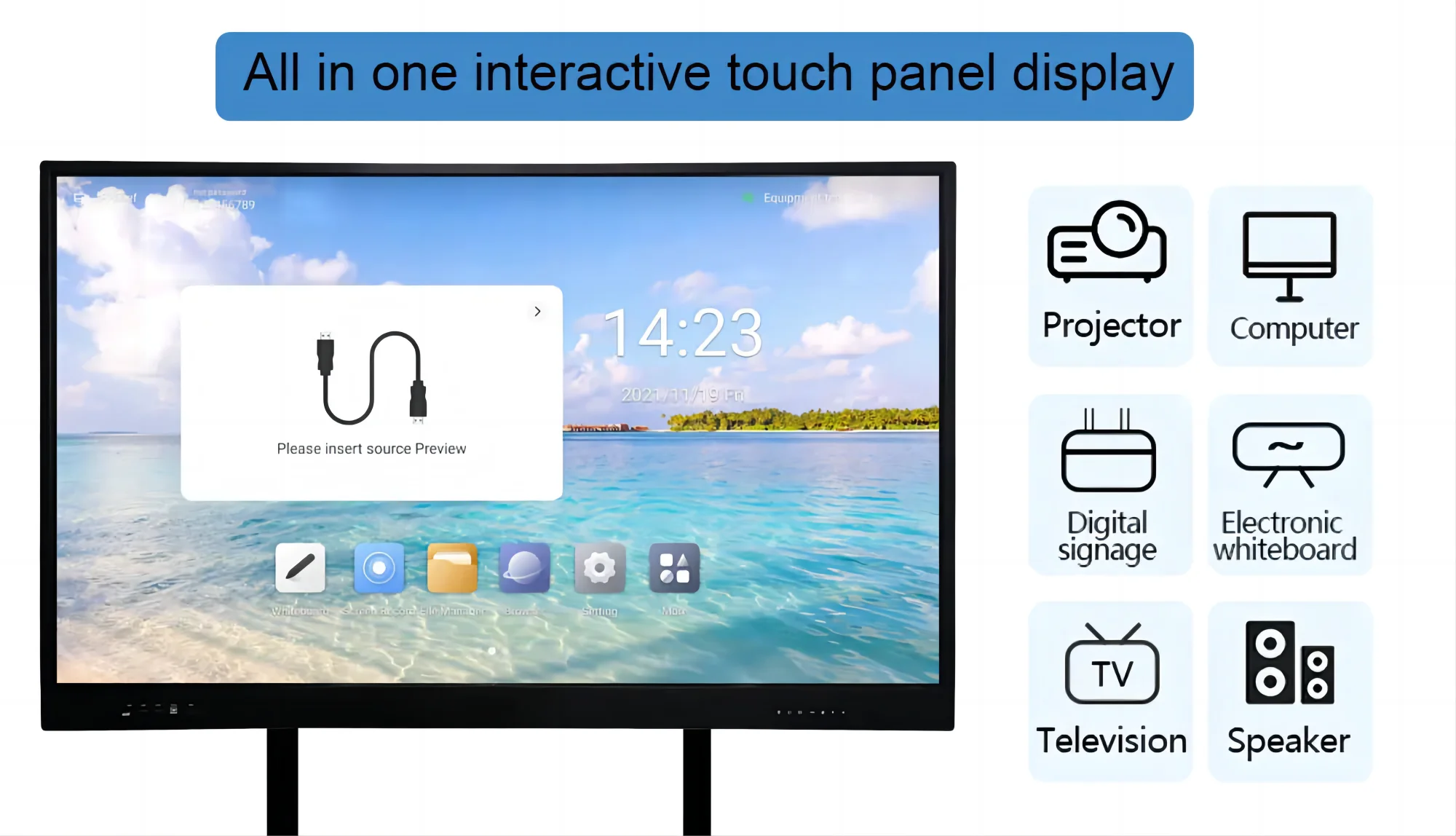 4k Remote 55 Inch Interactive Display Electronic Whiteboard From China ...