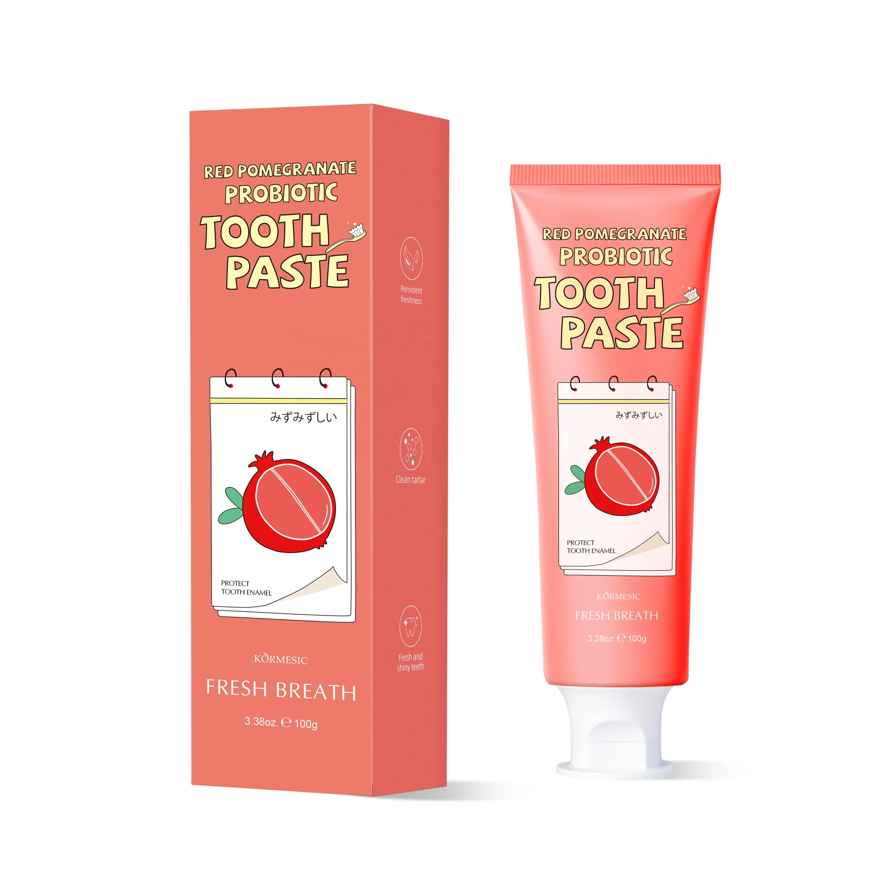 KORMESIC natural bamboo whitening organic tooth paste Red pomegranate ...