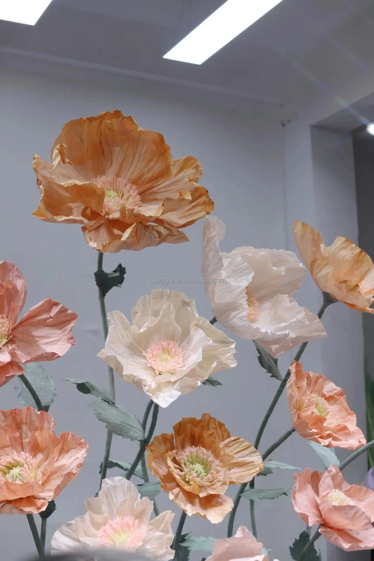 Artificial Giant Flowers Crepe Paper Poppy Hand Made Large Flower ...